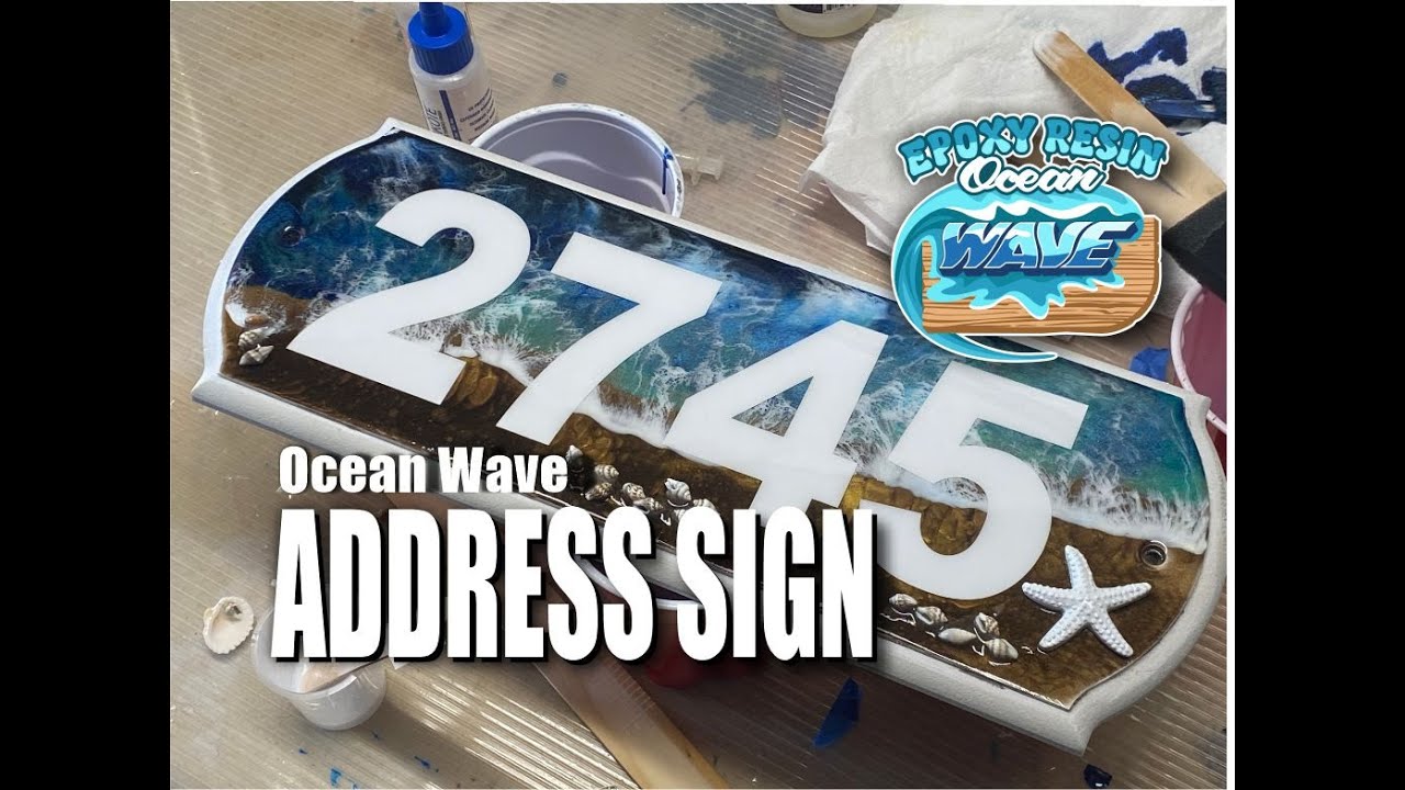DIY Ocean Wave Epoxy Resin Address Sign | Coastal Home Decor Craft ...