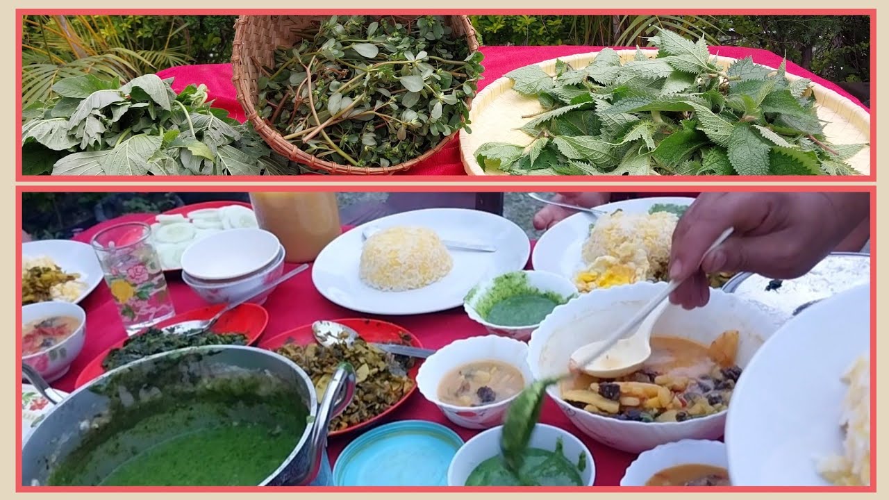 #sisno #purslane curry #Palak sag #organic vegetables cooked for ...