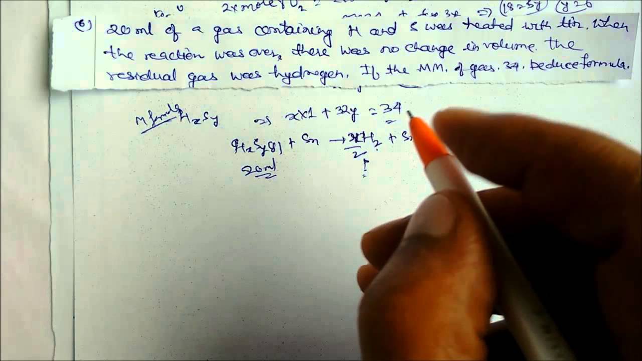 Eudiometry 2 solved numericals - YouTube