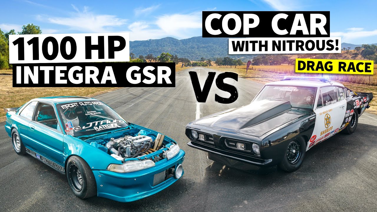 Import vs Domestic Battle! 1100hp Integra GSR drag races Big Block ...