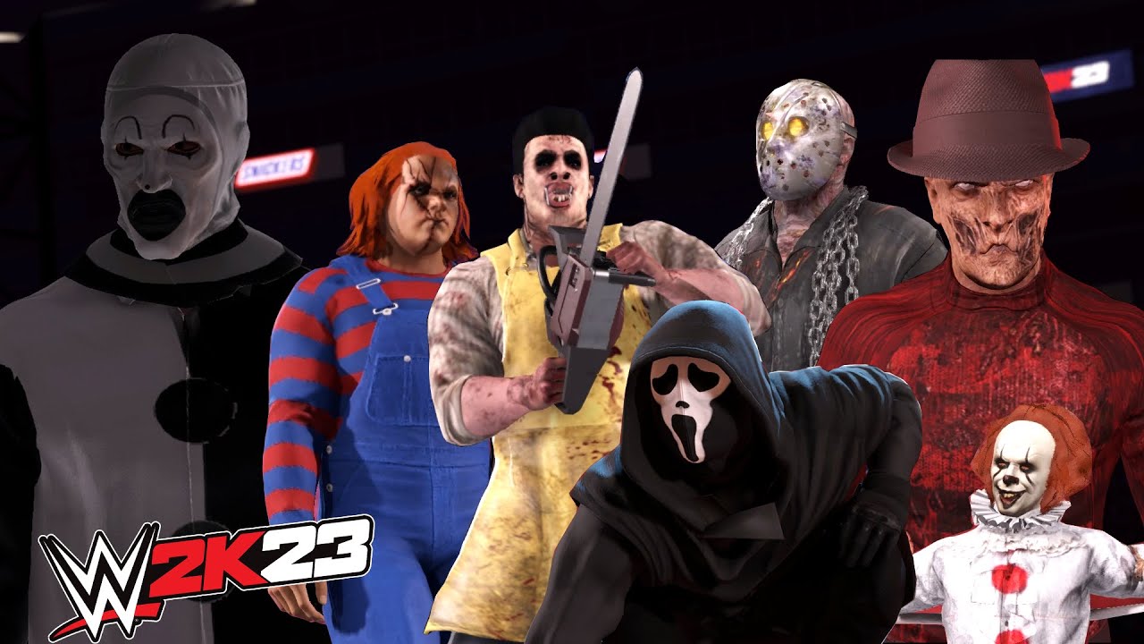 WWE 2K23 - JASON VOORHEES VS FREDDY KRUEGER VS PENNYWISE VS ART THE ...