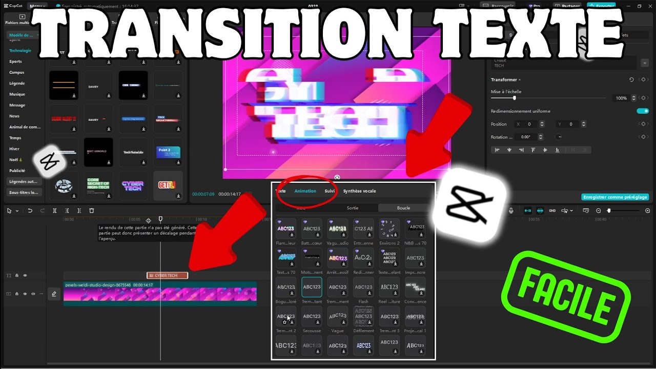 Comment Faire une Transition Texte CapCut Facilement / Animation Texte CapCut - YouTube