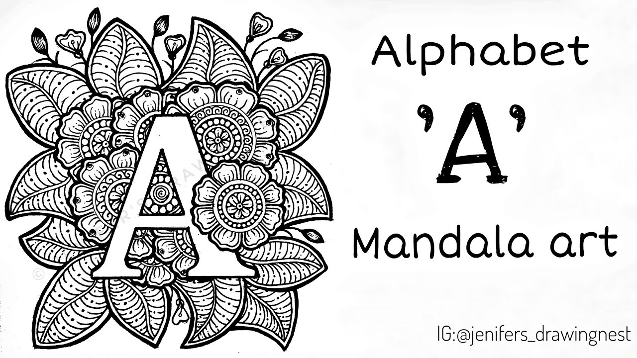 Alphabet A Mandala art | mandala art for beginners | letter 'A' mandala ...