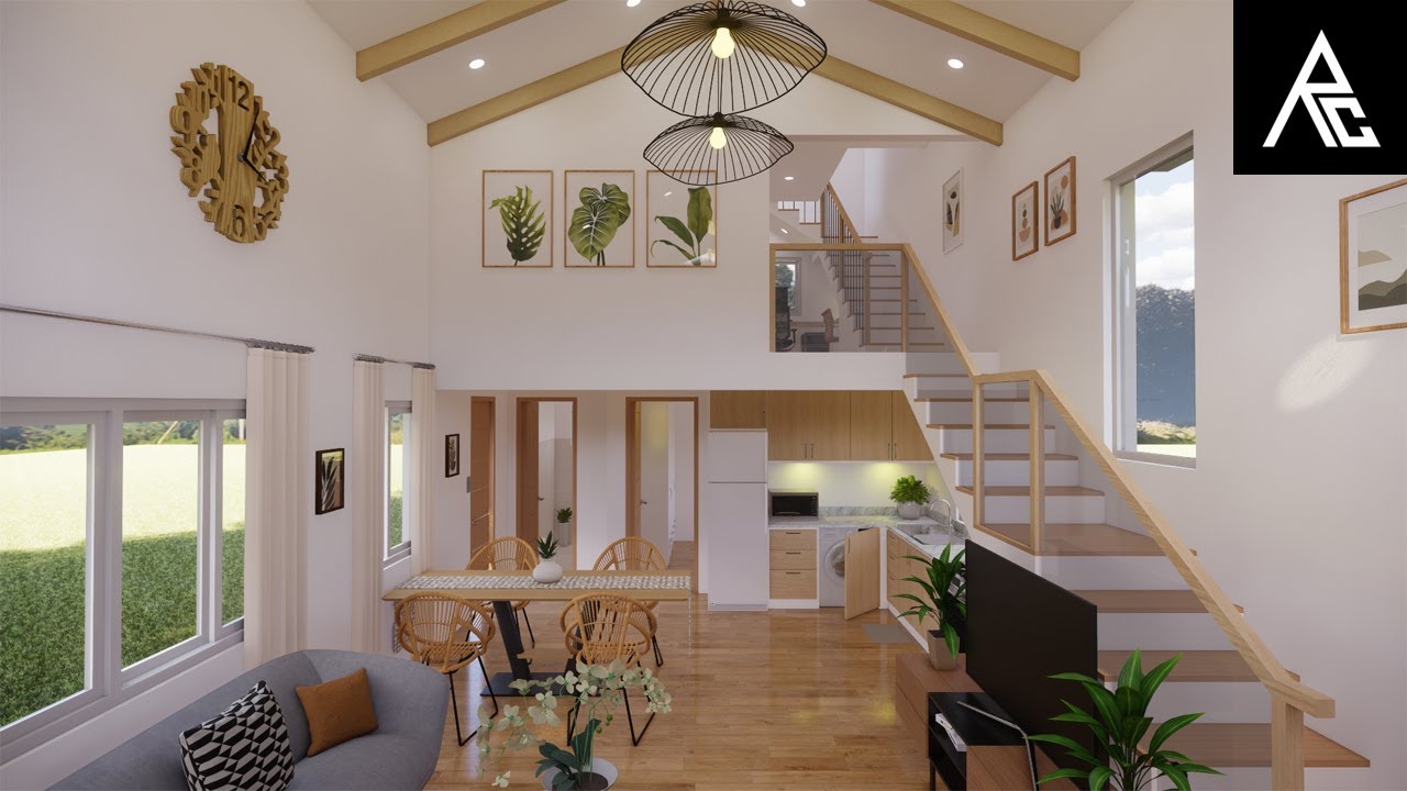 Clean & Airy 2-Bedroom Loft-Type Small House Design Idea (5x10 Meters ...