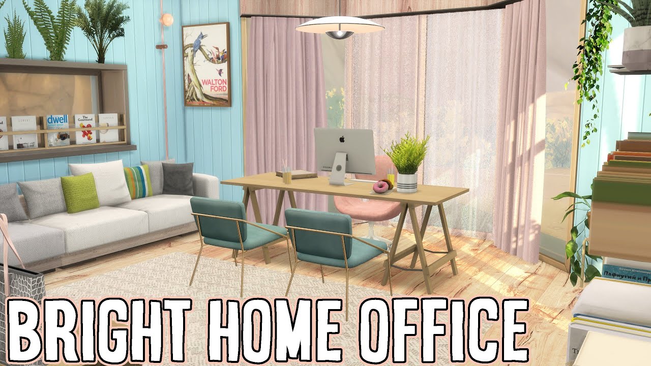 BRIGHT HOME OFFICE // THE SIMS 4 SPEED BUILD - YouTube