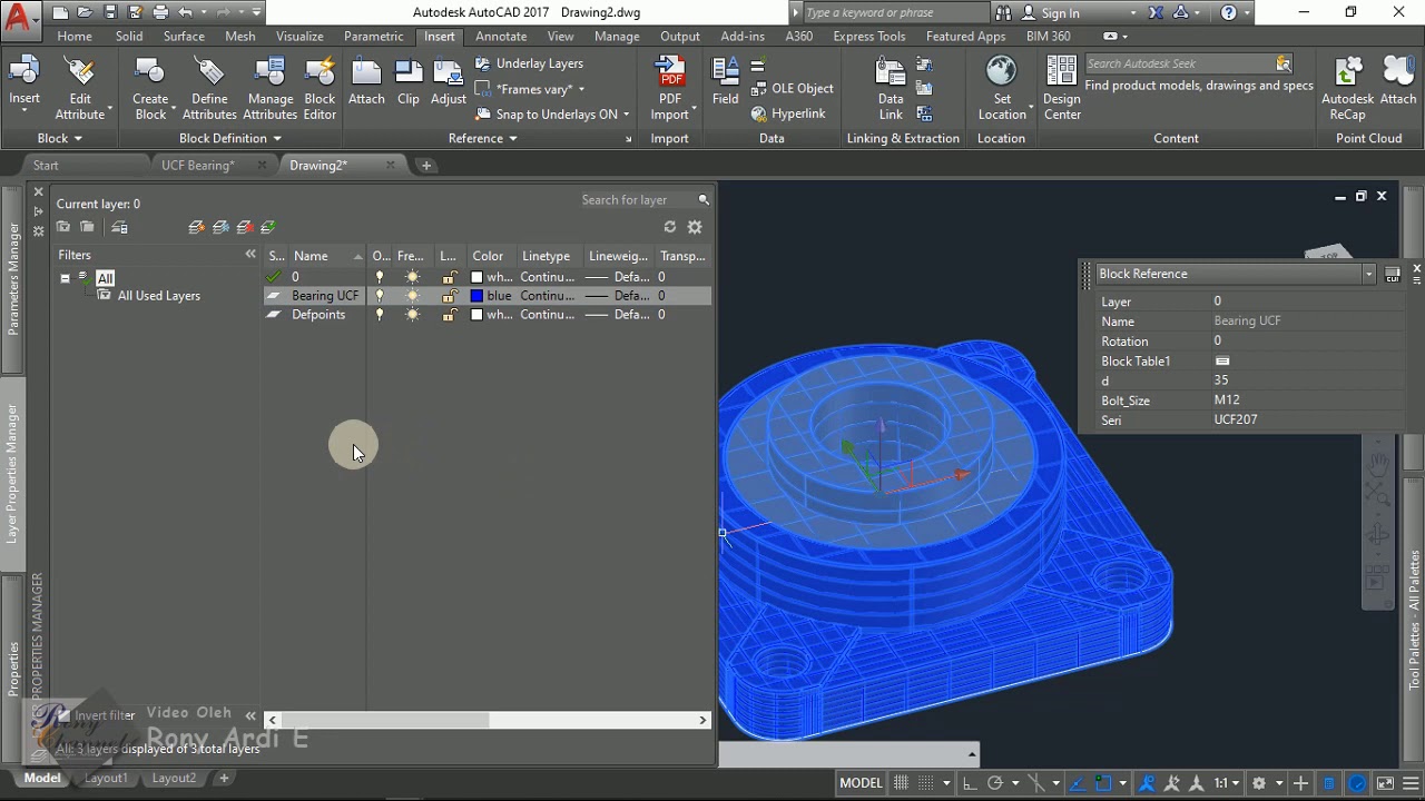 Tutorial Autocad 3D Dynamic Block UCF Bearing Part 6 End YouTube Tutorial Autocad 3D Dynamic Block UCF Bearing Part 6 End YouTube