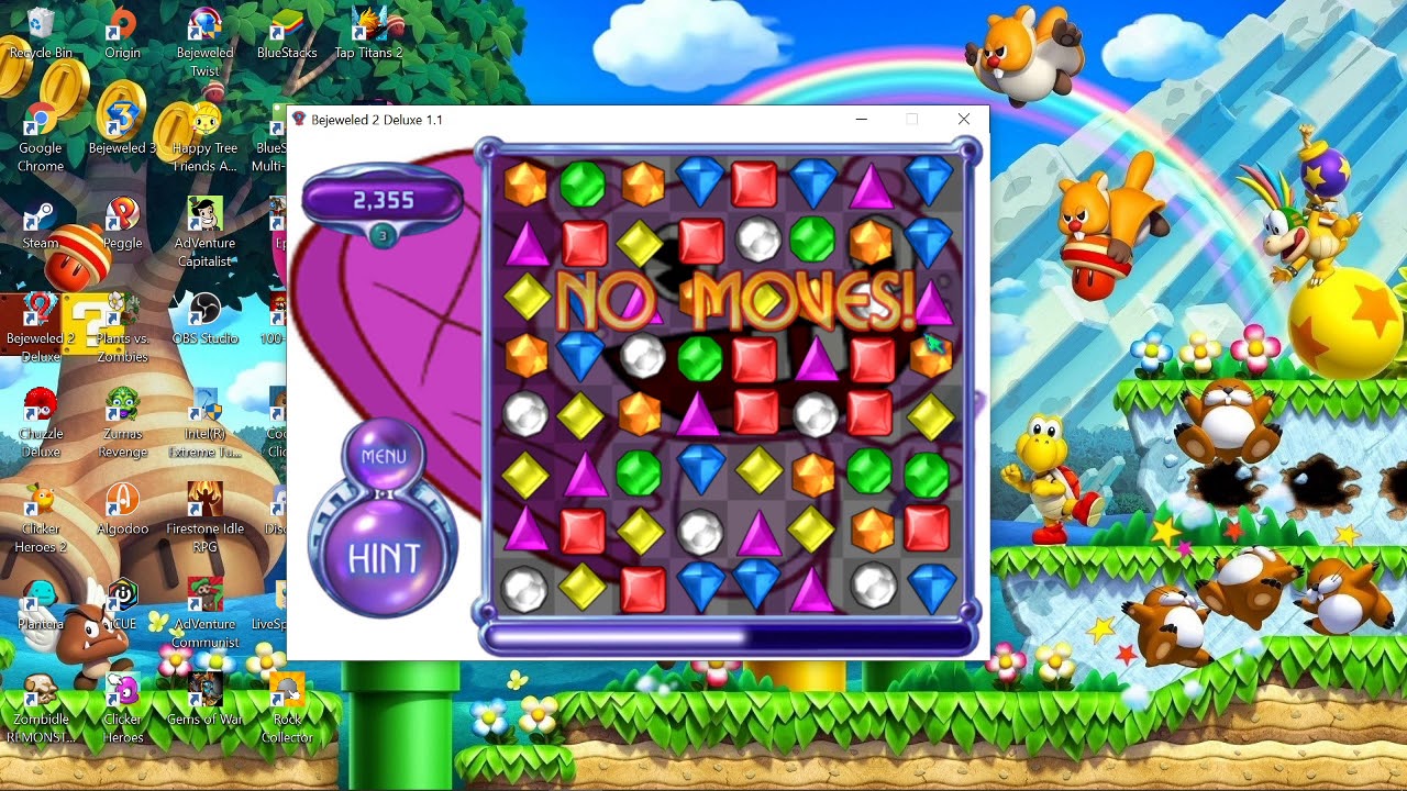 Bejeweled 2 - Original Mode (Level 3, No More Moves, 2,355 points ...