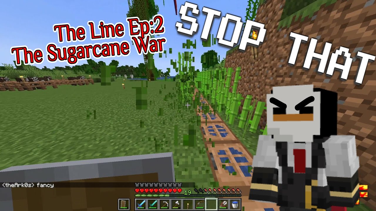 The Line Episode 2, I started a WAR over SUGARCANE (A minecraft social ...
