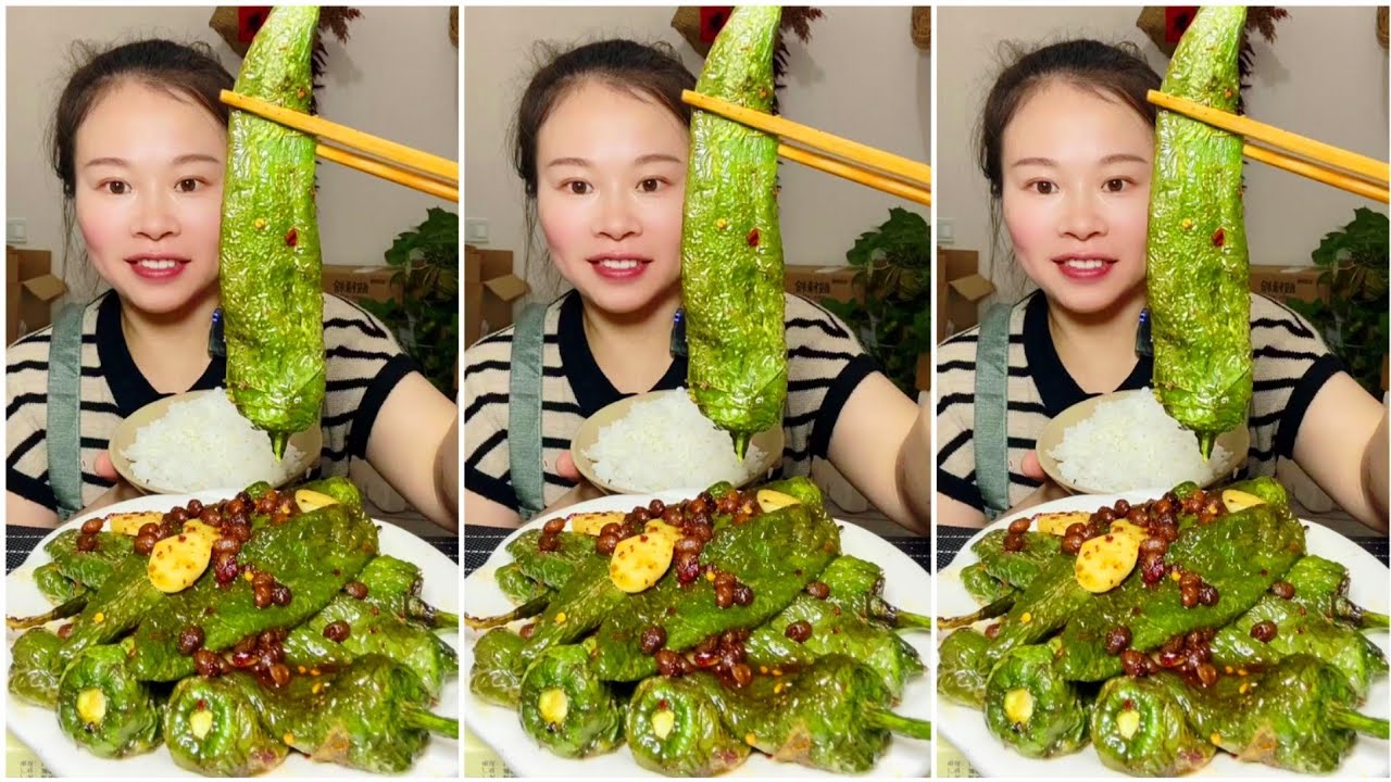 Delicious Chinese Food Eating Show, Eat Fried Chili Pepper With Black ...