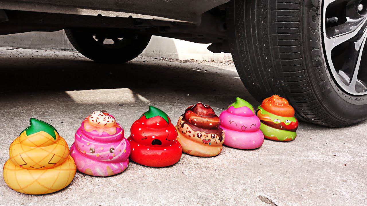 EXPERIMENT: CAR VS Color Poop toys | CRUSHING CRUNCHY - YouTube