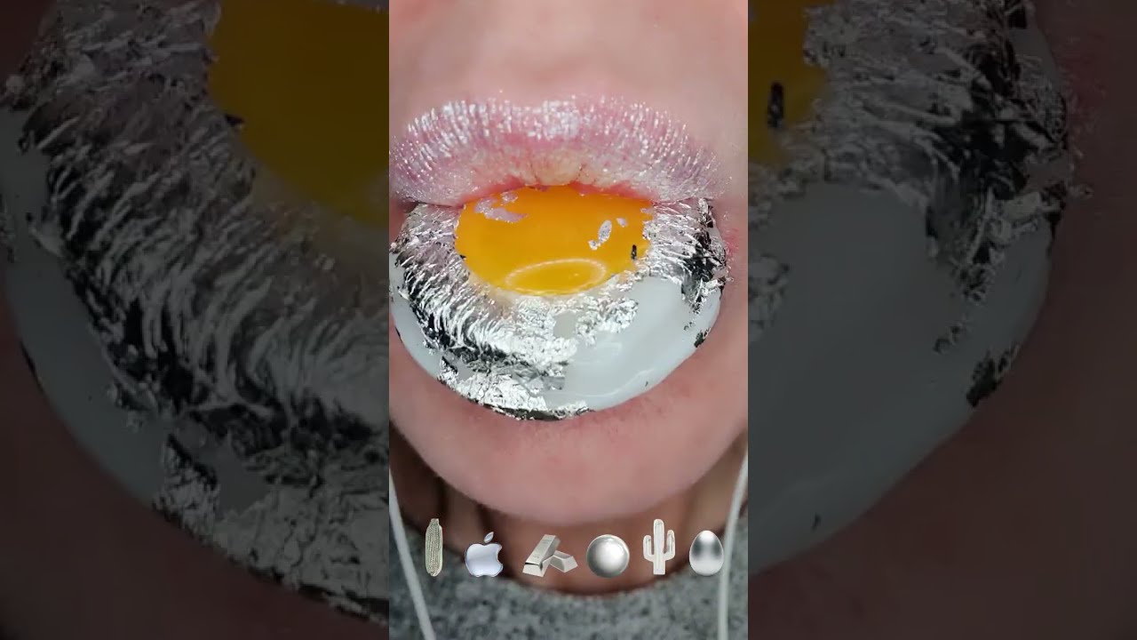 ASMR Satisfying Eating Silver Emoji Food #mukbang #emojichallenge # ...