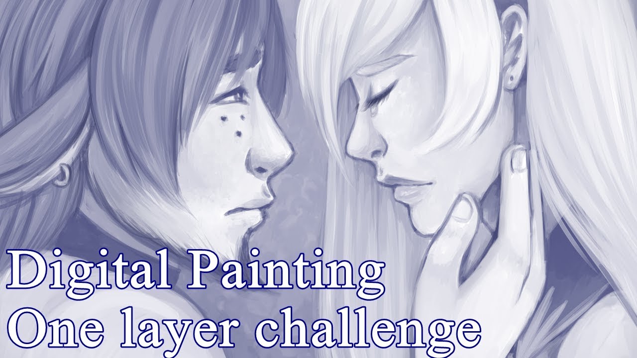 Digital painting - ONE LAYER CHALLENGE - OCs: Breakup - YouTube