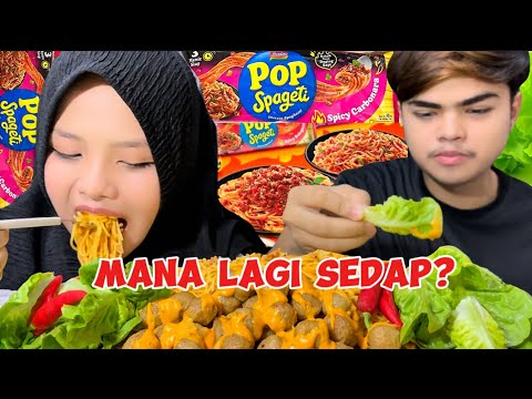 NEW POP SPAGHETTI SPICY🔥CARBONARA WITH MEATBALL CHEESE🧀 - YouTube