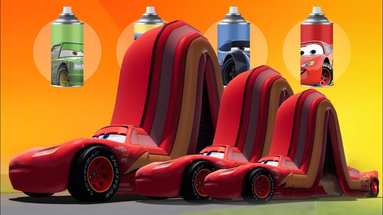 Big & Small Long Lighting Mcqueen vs Trains |CORRECTLY GUESS THE COLOR ...