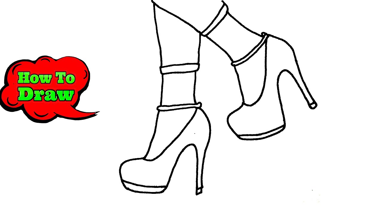 How To Draw A Shoe | High Heel Shoe Sketch | Shoes Drawing - YouTube