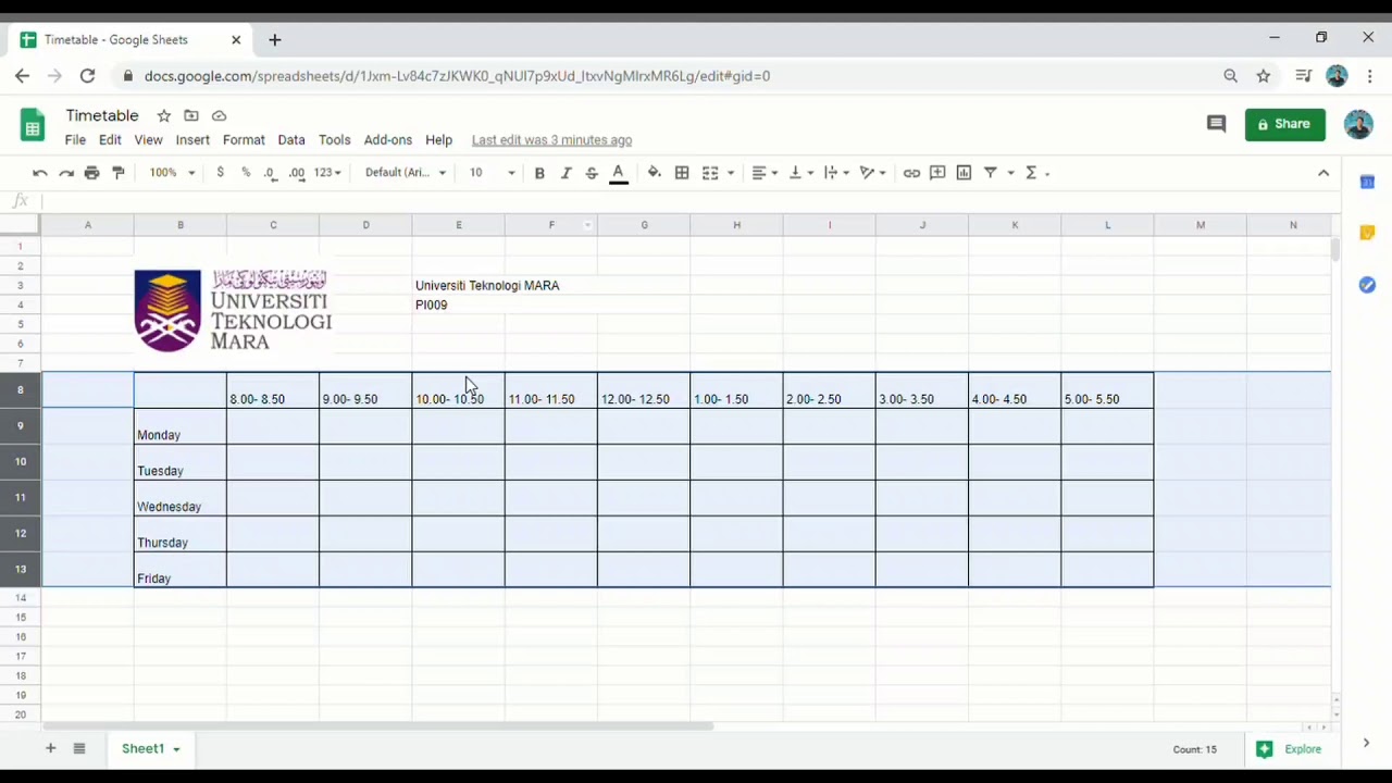 Google Sheets Basic Function Making A Timetable YouTube Google Sheets Basic Function Making A Timetable YouTube