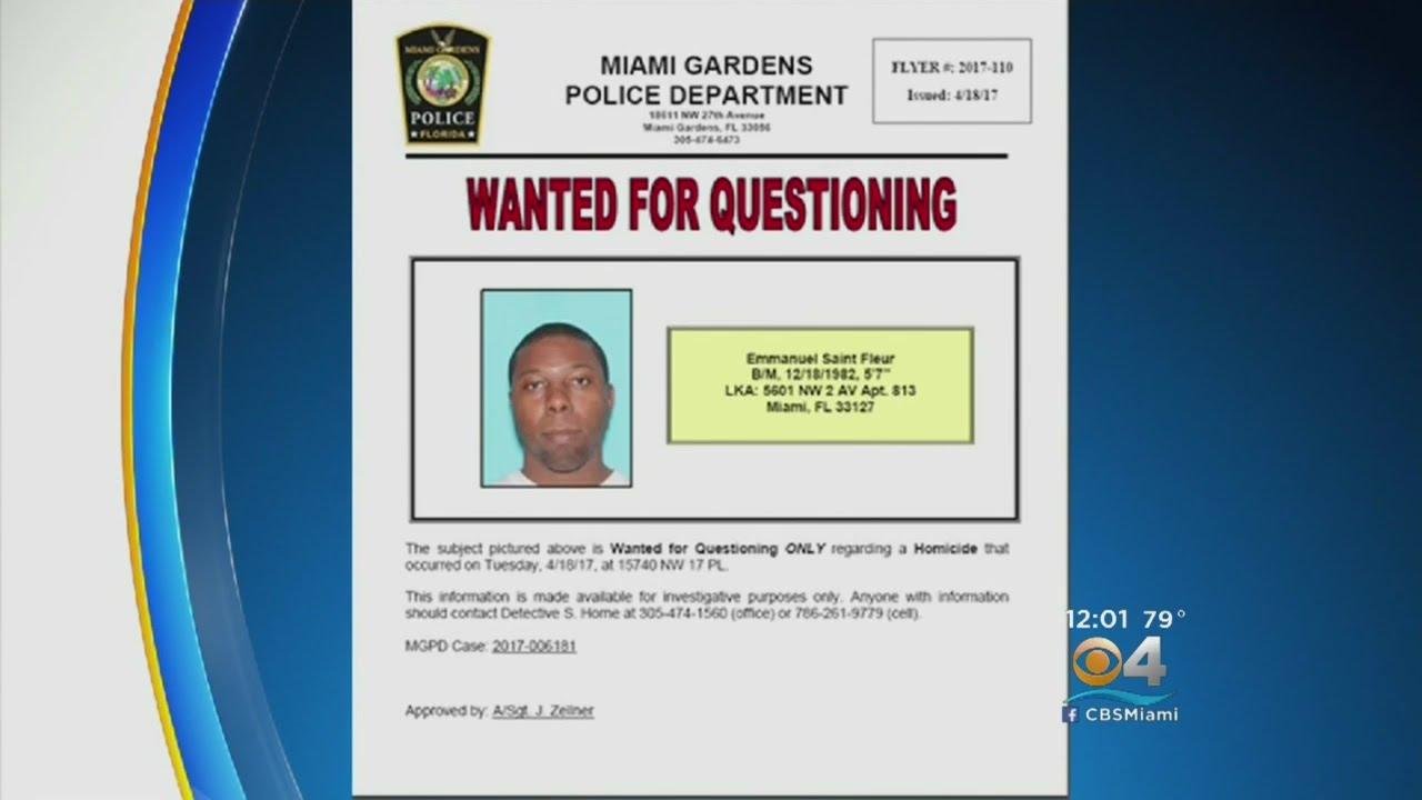 Man Wanted For Questioning In Deadly Miami Gardens Shooting Youtube