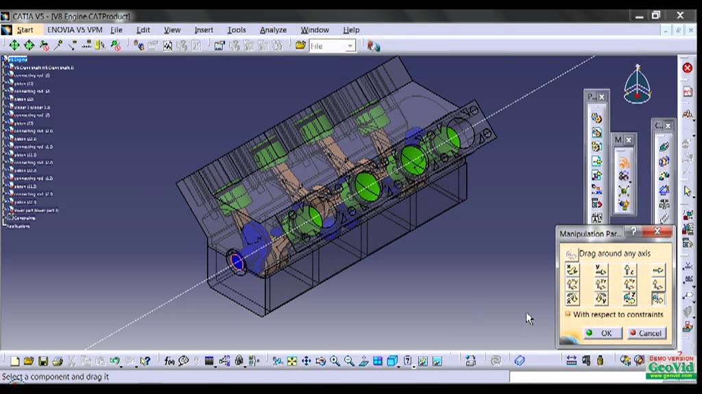 Catia, V8 Engine - YouTube