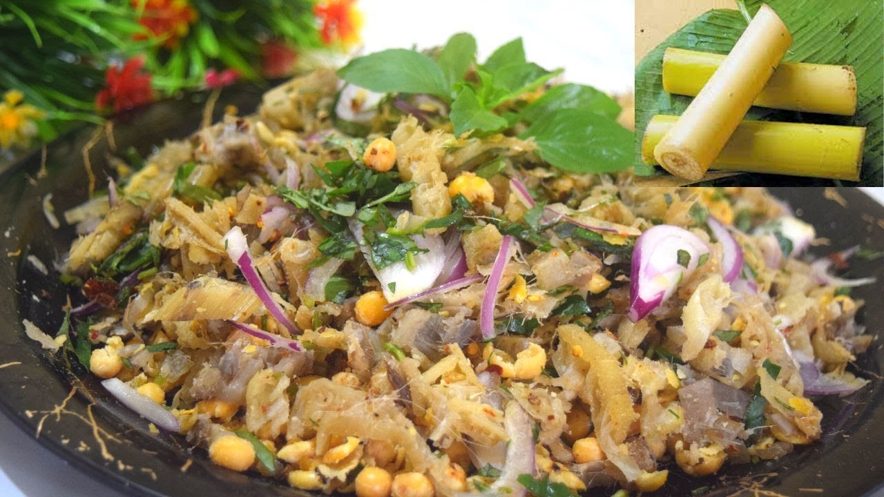 Lafu kangsu ||Banana stem salad || Manipuri kangsu recipe || Mathel the ...