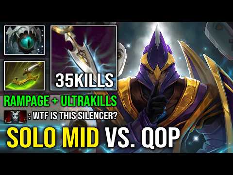 How to Solo Mid Silencer Against QOP with Rampage + Ultrakills Max INT Unlimited Glaive DPS Dota 2