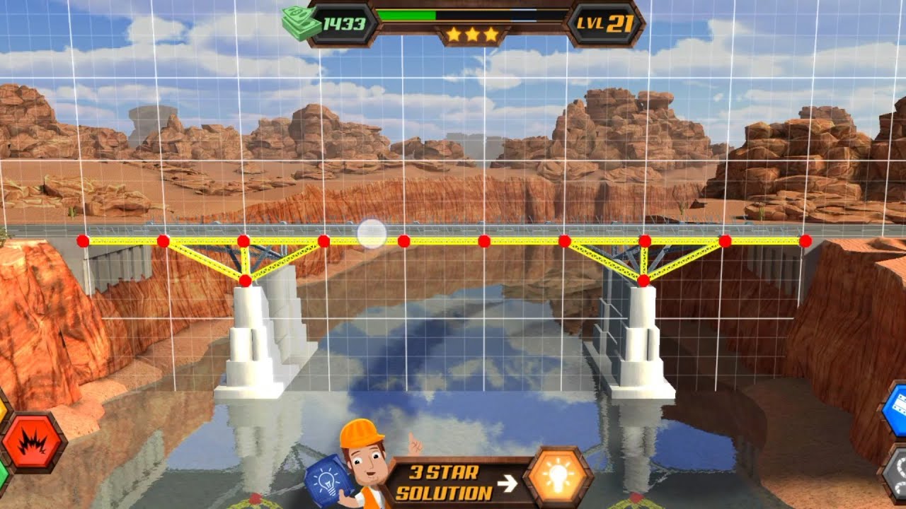 Bridge Construction Simulator - Level 21 | 3 stars - YouTube