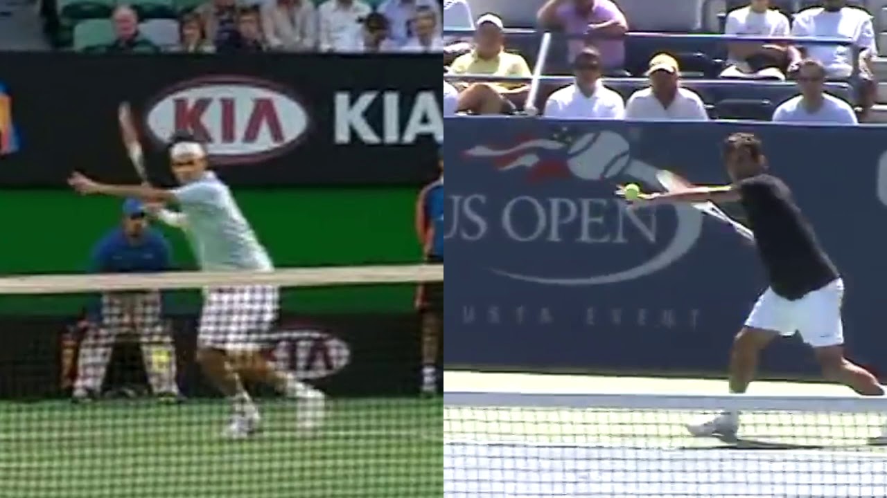 Roger Federer Forehand 2007 or 2008 Comparison - YouTube