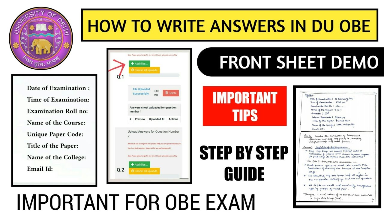 How to write Answers in Du Open Book (OBE) Examination || Front Sheet ...