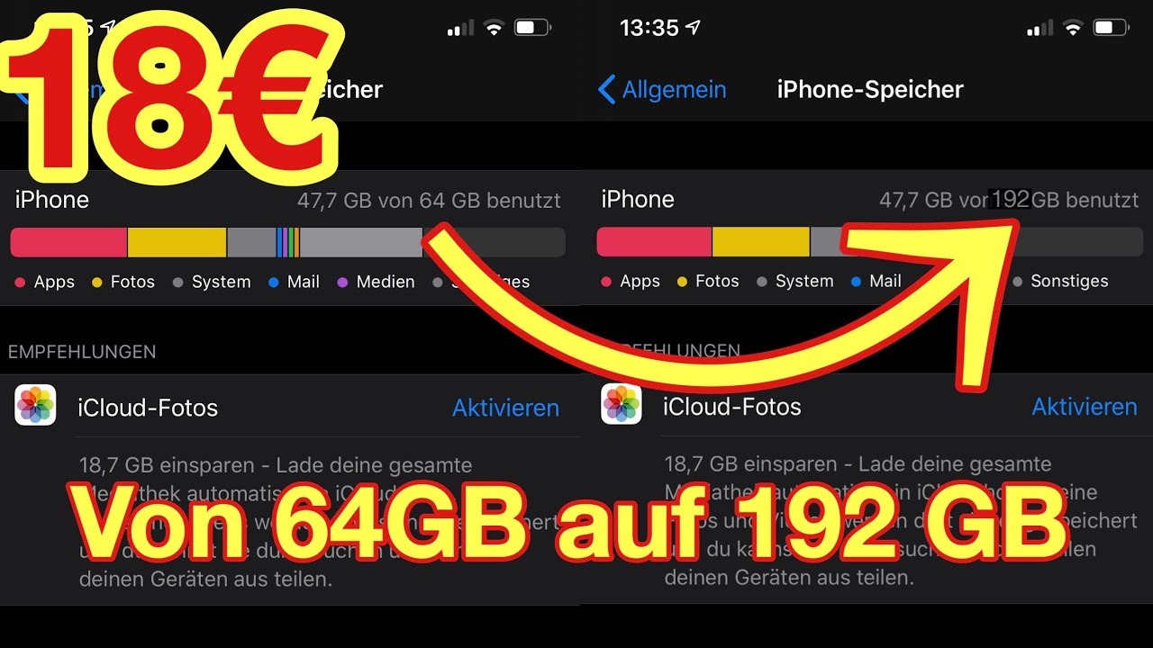 How do Iphone Storage Speicherplatz erweitern 6 Plus 6s Plus 7 Plus 8 ...