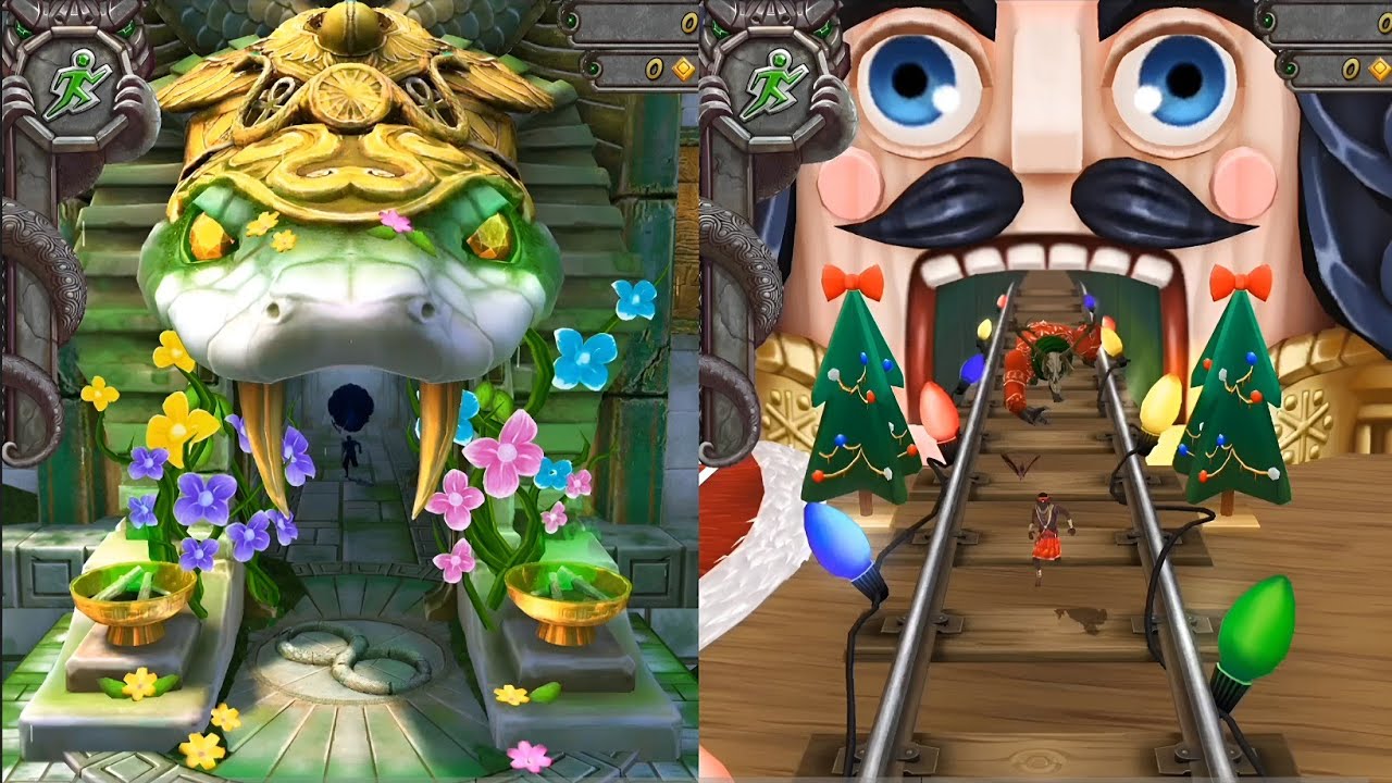 Temple Run 2 Blooming Sands Vs Winter Toyland Map - YouTube