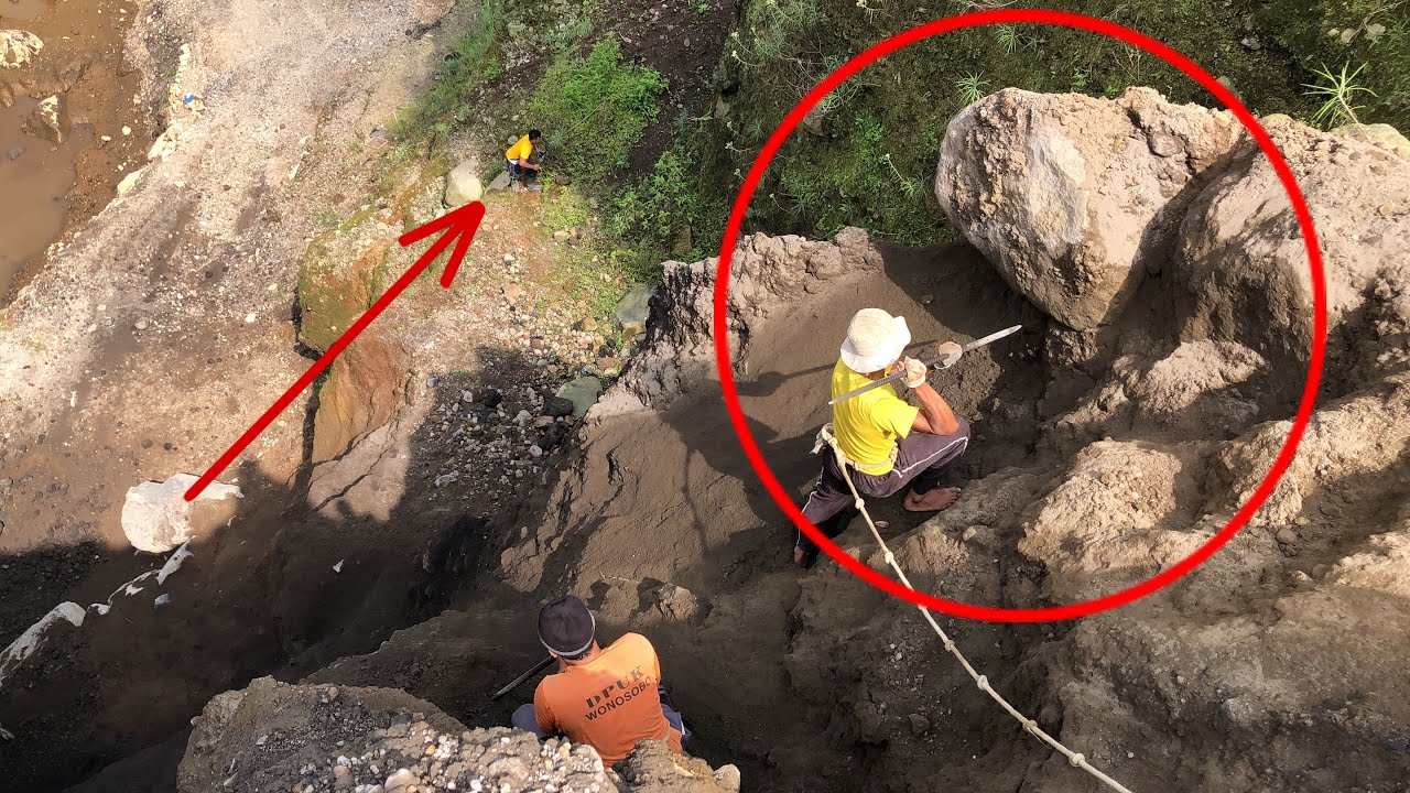 like an explosion..!!! a large rock falls from a cliff - YouTube