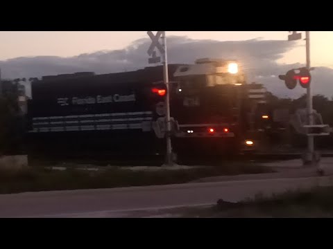 FEC TRAIN 950 @ Walton Rd Crossing @ 7:02pm 10/16/23 With Two Engines - YouTube