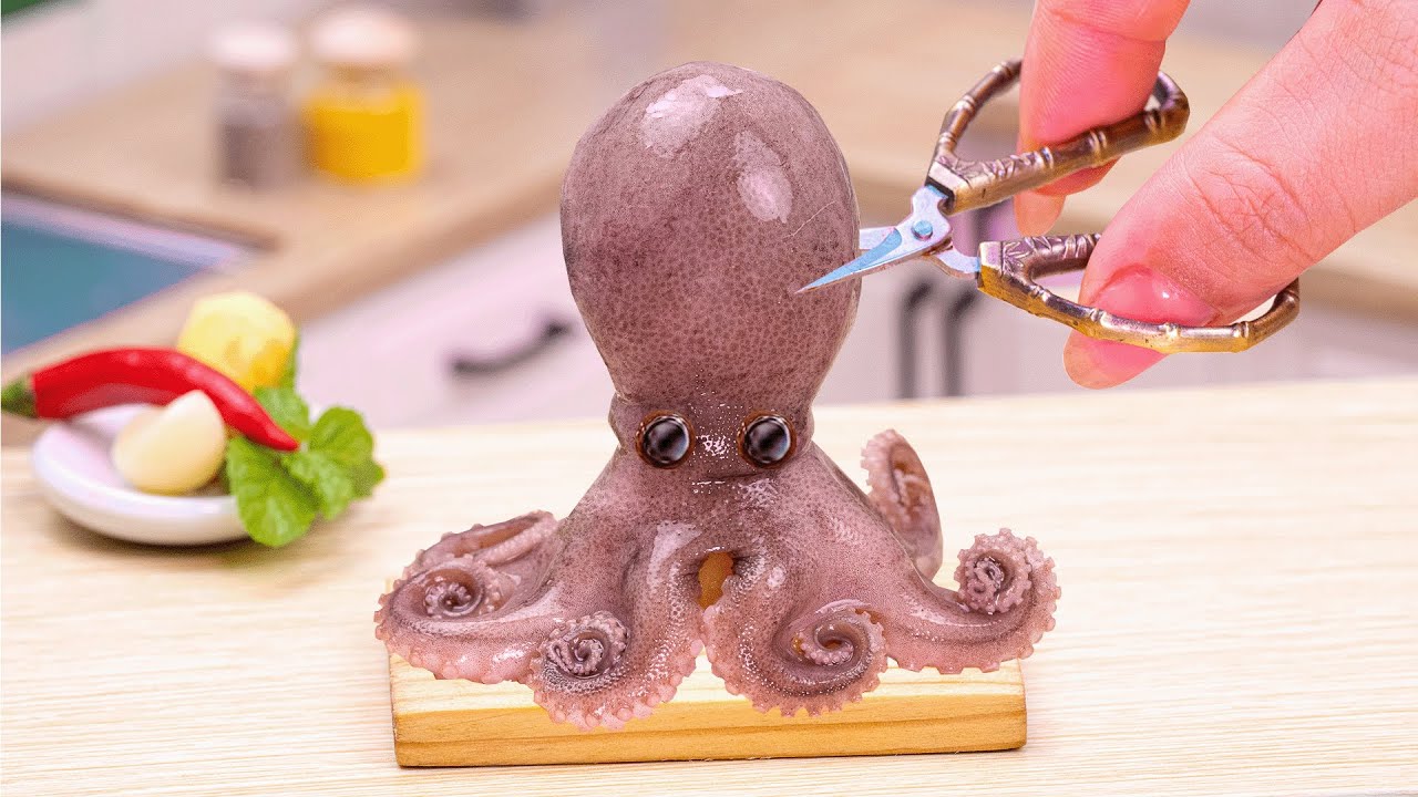 Miniature Octopus Cooking So Spicy Chilli In Mini Kitchen | Best ...