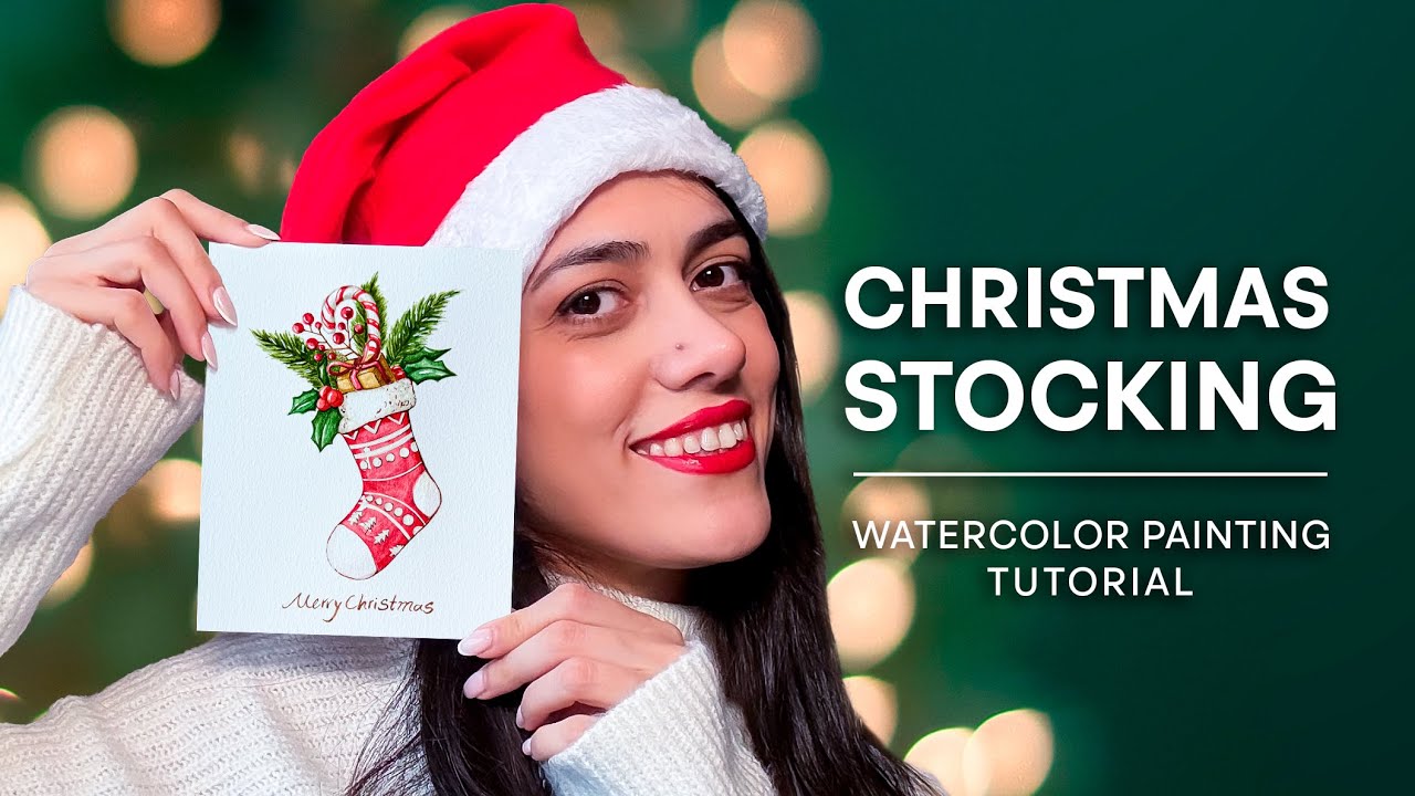 Christmas Card Watercolor Painting Tutorial | Christmas Stocking - YouTube