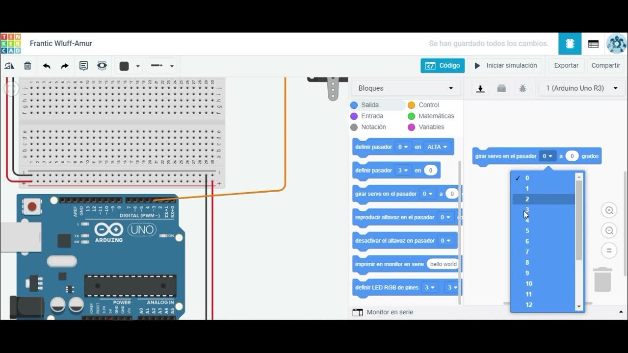 Control de un servomotor con ARDUINO usando TINKERCAD - YouTube