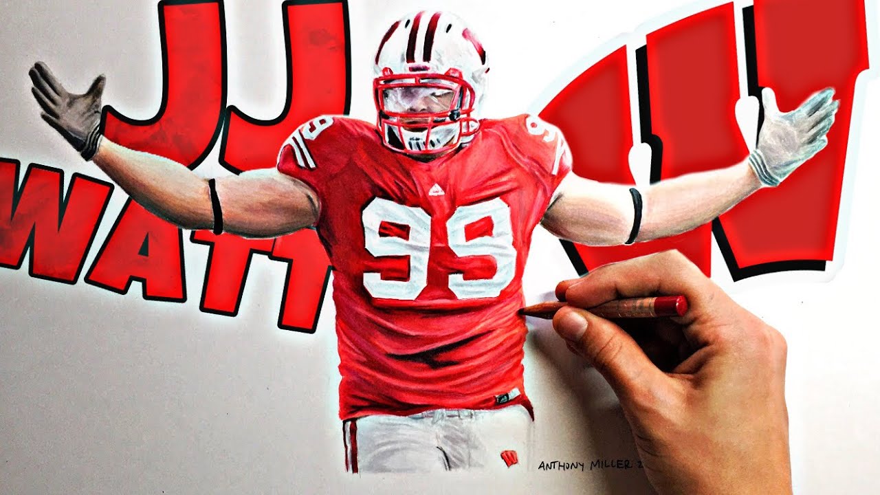 Drawing JJ Watt in a Wisconsin uniform! - YouTube