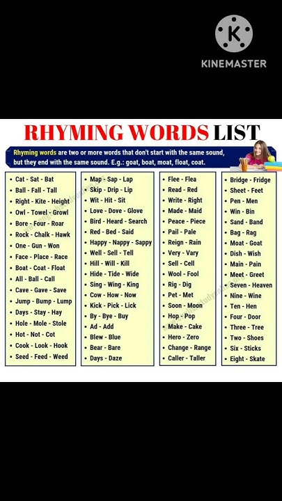 Rhyming words list 🌟 Smart English learner 👍 - YouTube