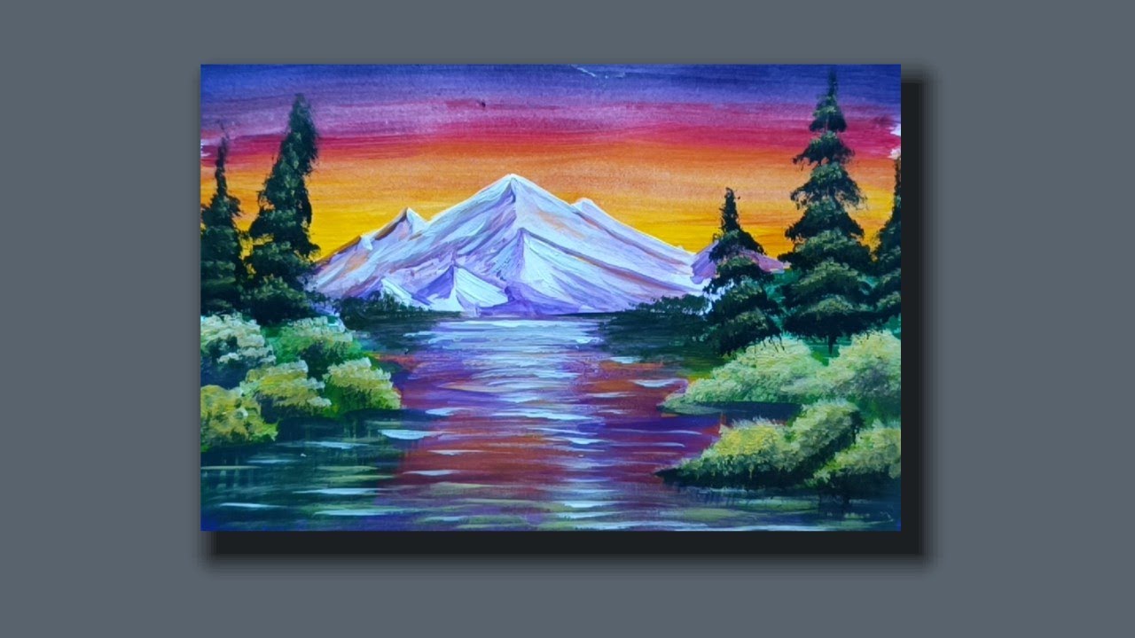 NATURE DRAWING ACRYLIC PAINTING || LANDSCAPE ACRYLIC PAINTING - YouTube