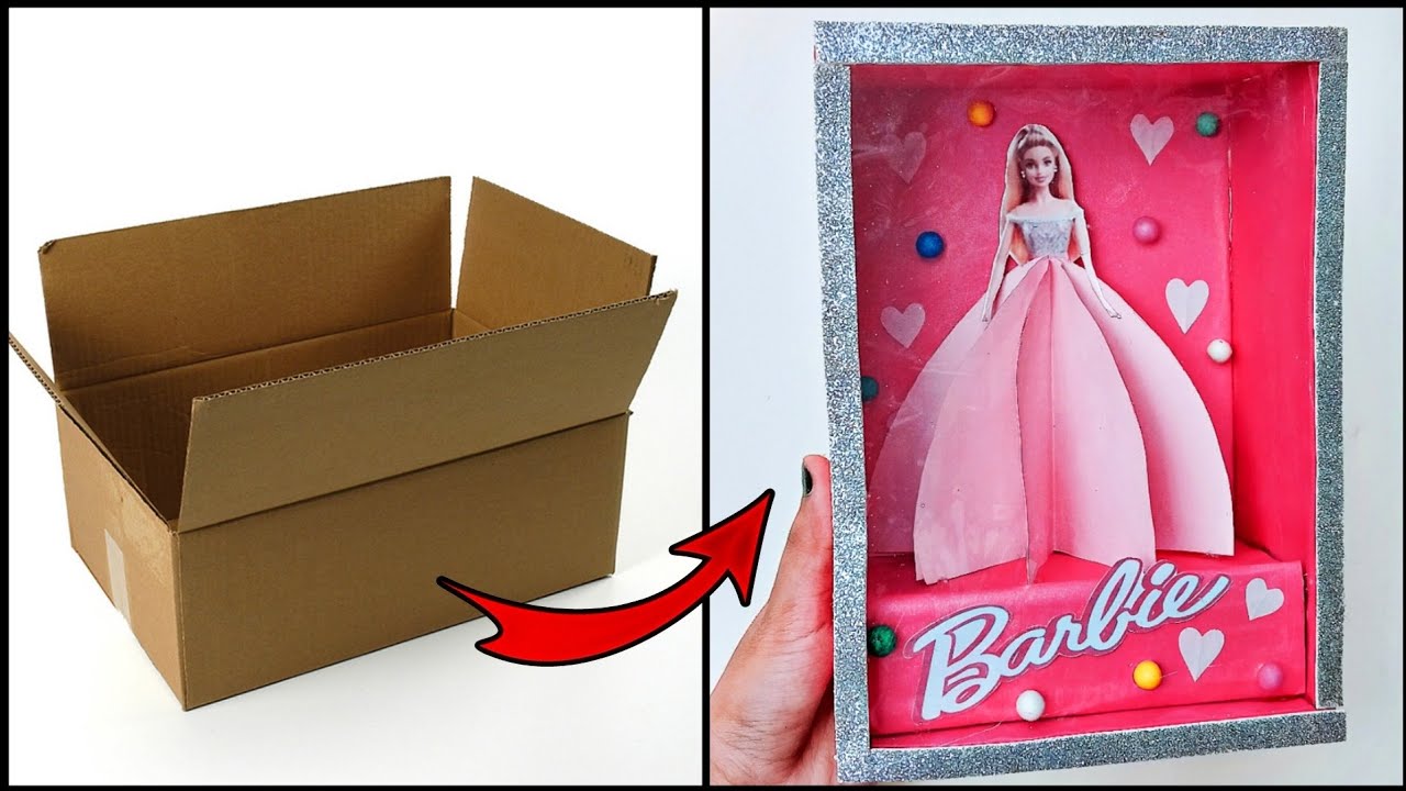 DIY Cardboard Barbie box | How To Make cardboard doll house | cardboard ...