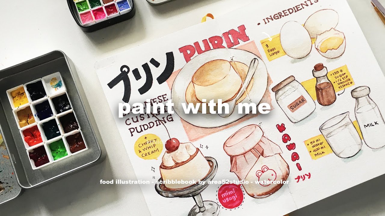 cozy art vlog - paint with me watercolor food illustration 🎨 | japanese ...