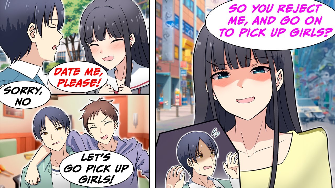 [Manga Dub] I rejected her because I thought it was a prank, but the next day in the city ...