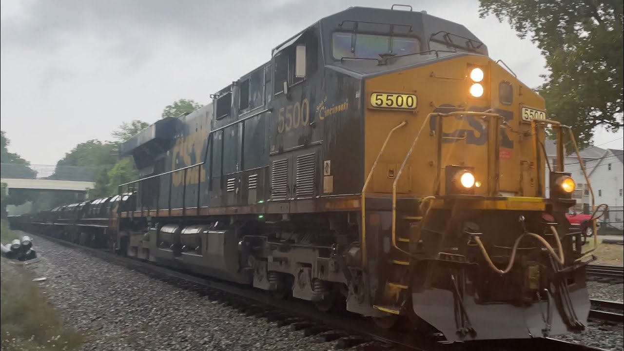 CSX X561 passes North Road at MP 98 with CSX 5500 LEADING!!!!! - YouTube
