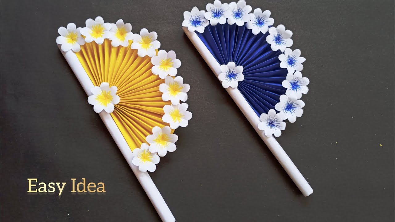 Beautiful Paper Fan / How to make a fan with paper/Hand fan - YouTube