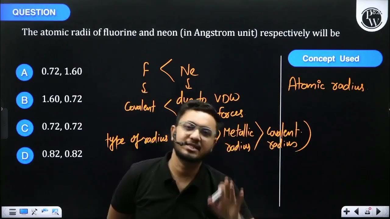 The atomic radii of fluorine and neon (in Angstrom unit) respectively ...