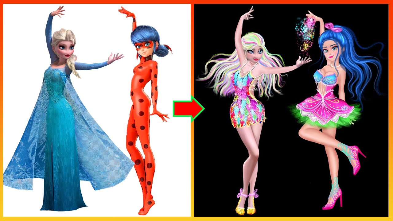 Miraculous Ladybug And Elsa Frozen Dress Up Ballet Actress - Cartoon ...