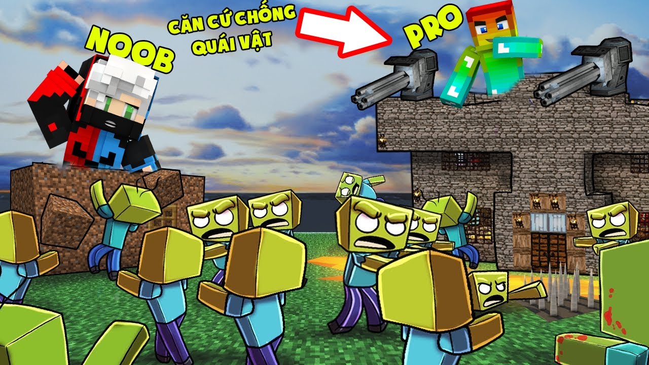 MINI GAME : CUỘC CHIẾN CĂN CỨ CHỐNG QUÁI VẬT MINECRAFT * THỬ THÁCH T ...