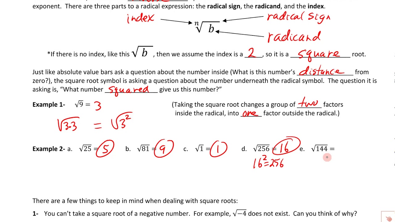 3.4 Roots of Perfect Squares - YouTube