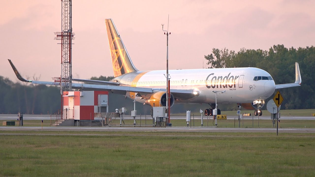 Condor 767-300 Sunset Takeoff | MSP - YouTube