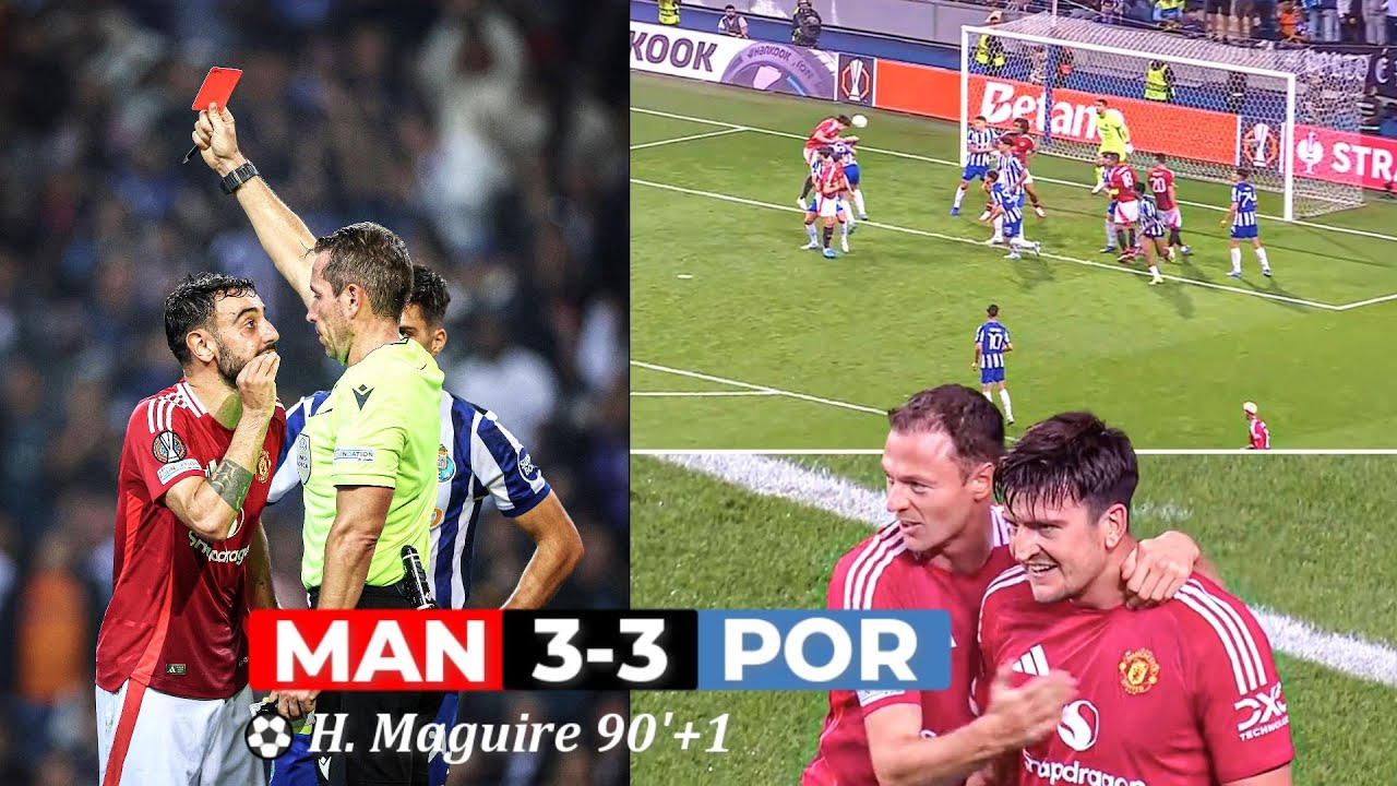 Bruno Red Card again and Maguire scored 90'+1 goal to save Ten Hag ...