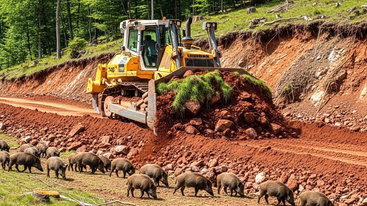 Extreme Road Construction on High Mountain Edge Using Powerful Heavy ...