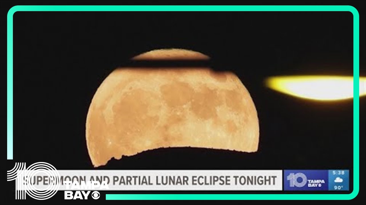 Supermoon and partial lunar eclipse happening Tuesday night - YouTube